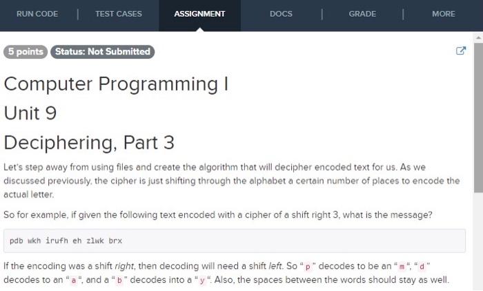 Solved Run Code I Test Cases Assignment Docs Grade More 5 