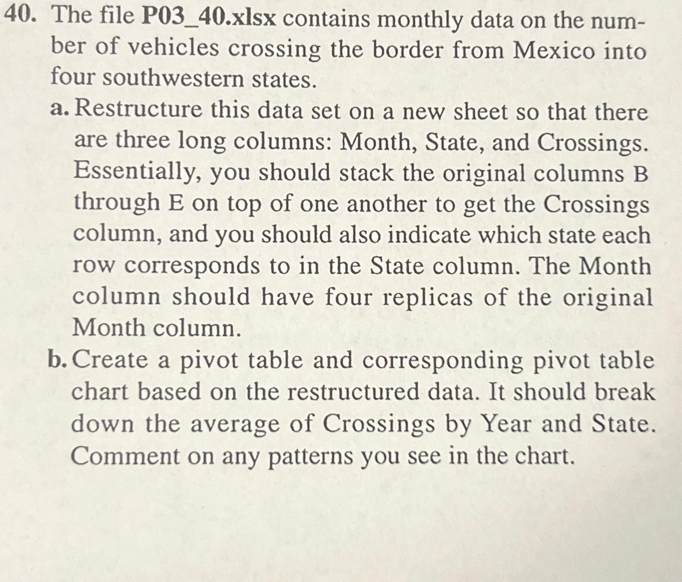 Solved The file P03_40.xIsx contains monthly data on the | Chegg.com