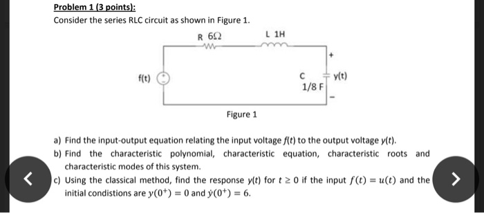 Solved Problem 1 (3 points): Consider the series RLC circuit | Chegg.com