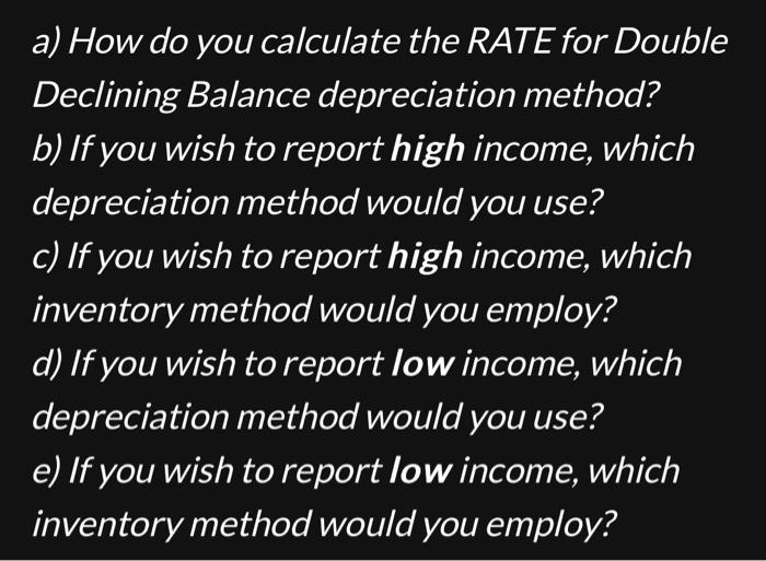 Solved a) How do you calculate the RATE for Double Declining | Chegg.com