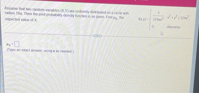 Solved Assume that two random variables (X,Y) are uniformly | Chegg.com