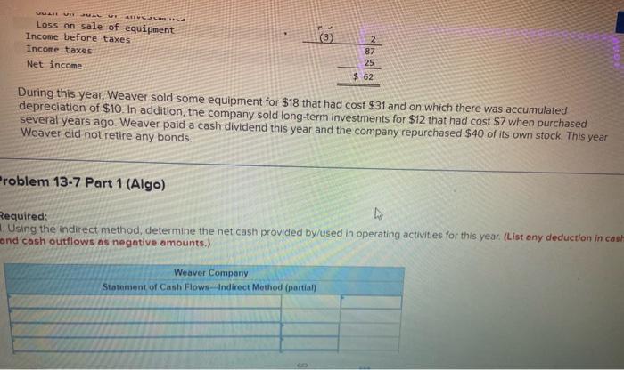 Required information Problem 13-7 (Algo) Prepare a | Chegg.com