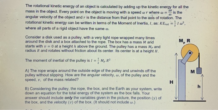 Solved The rotational kinetic energy of an object is | Chegg.com