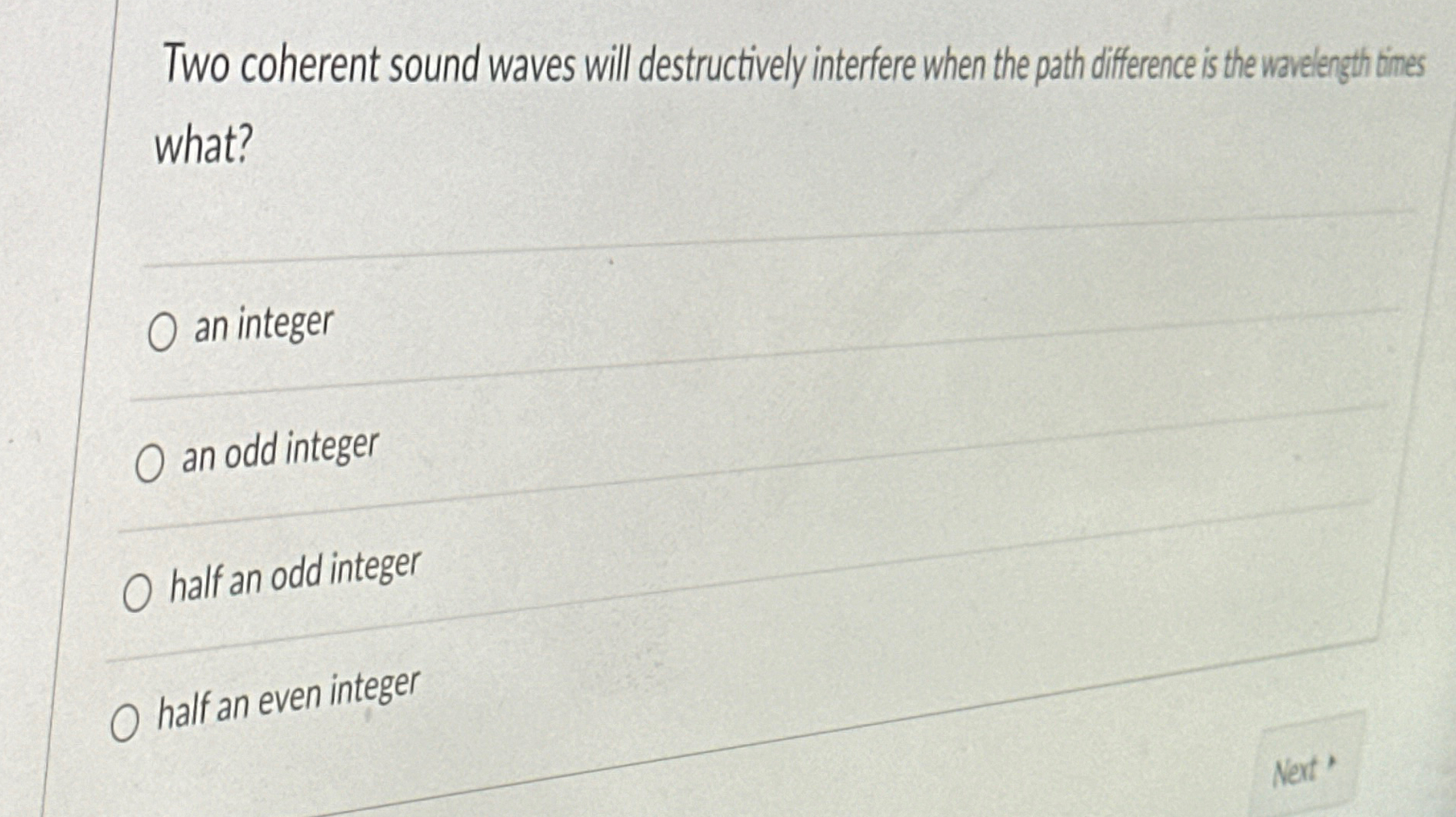 Solved Two coherent sound waves will destructively interfere | Chegg.com