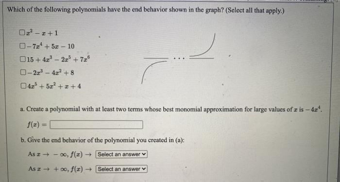 Solved Which of the following polynomials have the end | Chegg.com