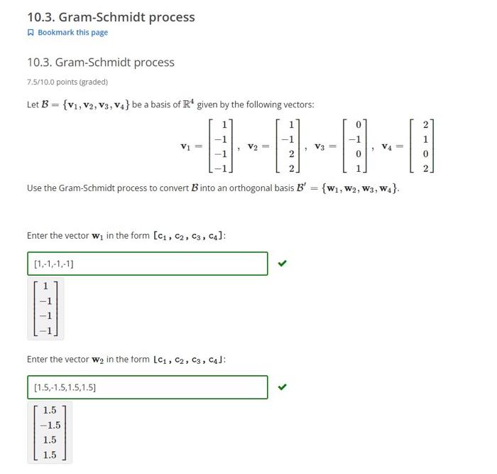 Solved 10.3. Gram-Schmidt process ๑ Bookmark this page 10.3. | Chegg.com