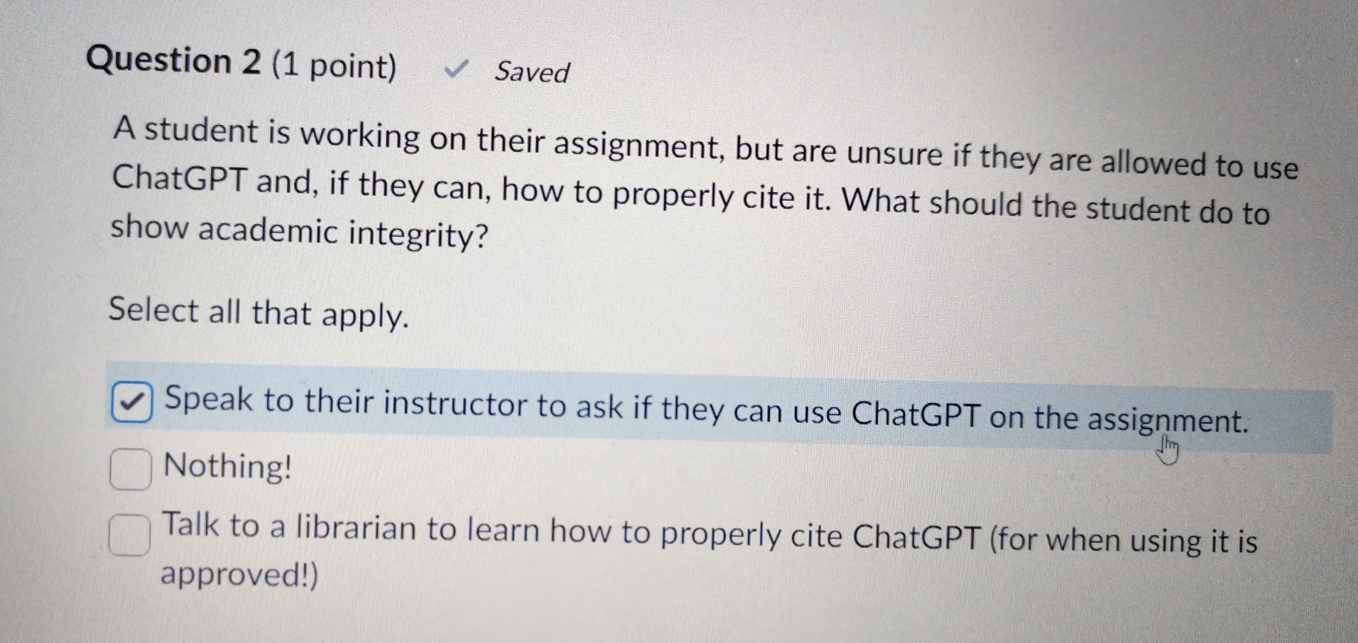 Solved Question 2 (1 ﻿point) ﻿SavedA student is working on | Chegg.com