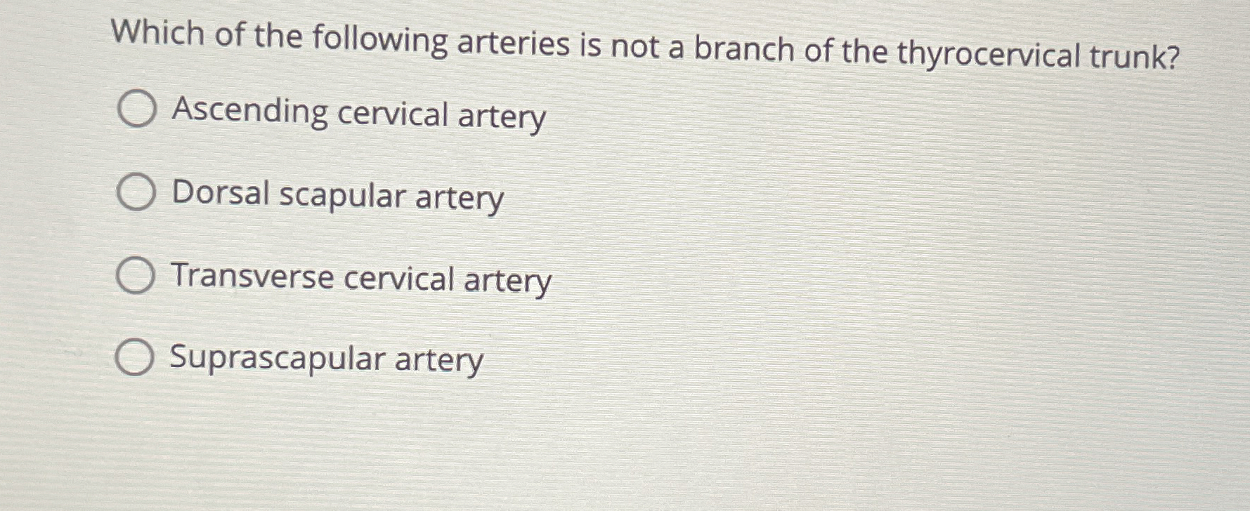 Solved Which of the following arteries is not a branch of | Chegg.com
