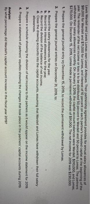 Solved Lewis Wardell and Lewis Lomas own Lewis Antiques. | Chegg.com