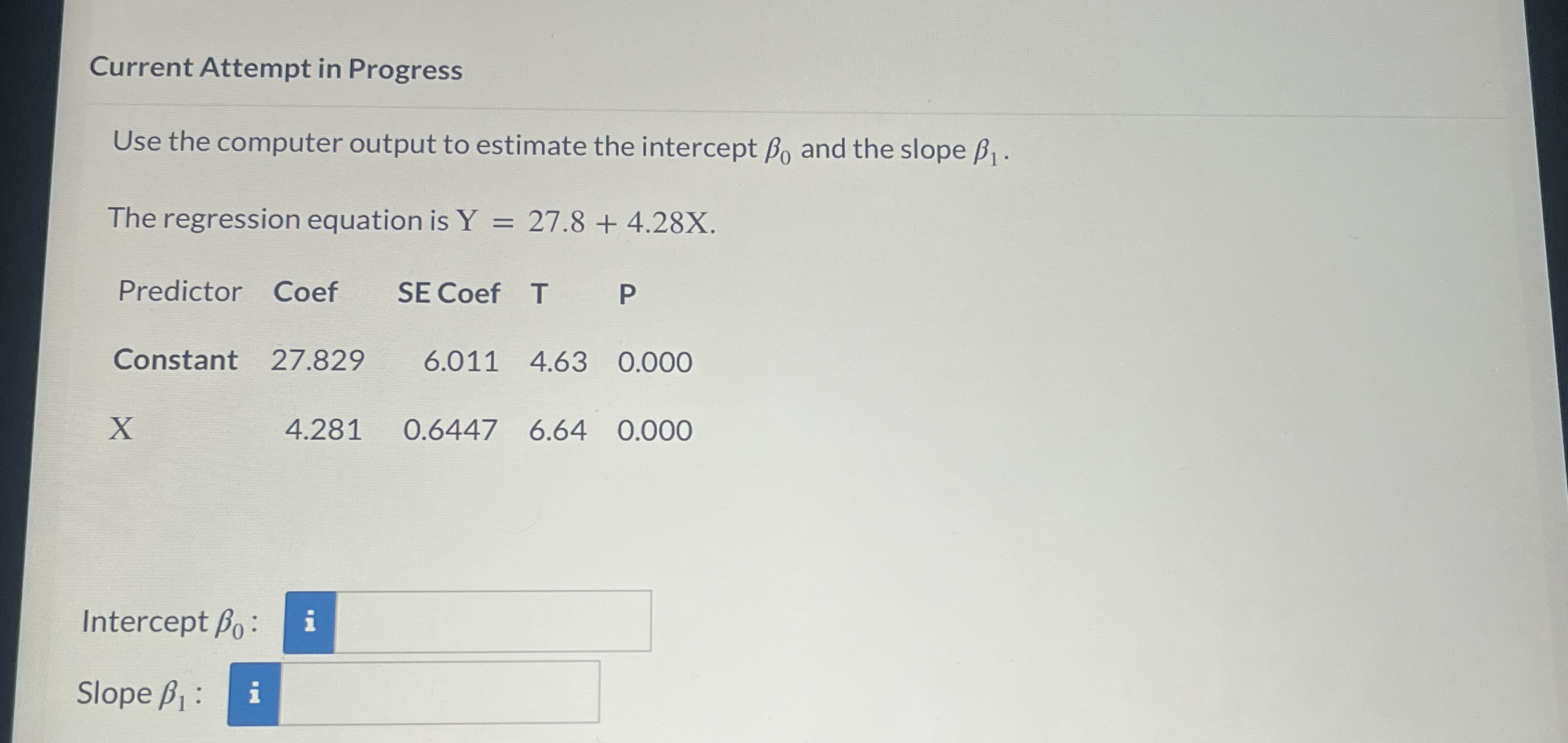 Solved Current Attempt in ProgressUse the computer output to | Chegg.com