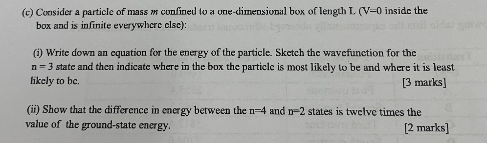 Solved (c) ﻿Consider a particle of mass m ﻿confined to a | Chegg.com