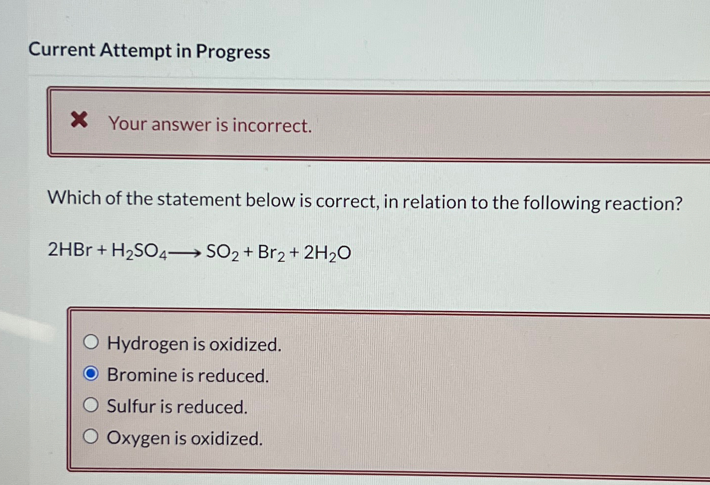Current Attempt in Progress\times Your answer is | Chegg.com