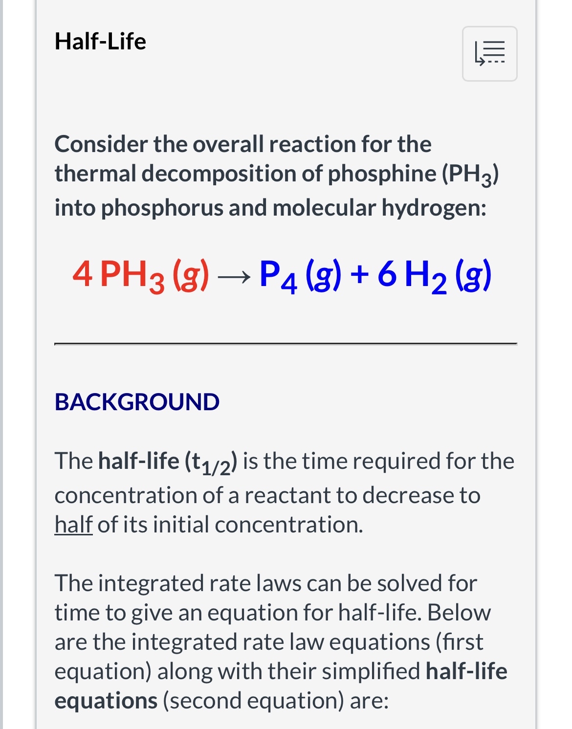 Solved Half-LifeConsider the overall reaction for the | Chegg.com