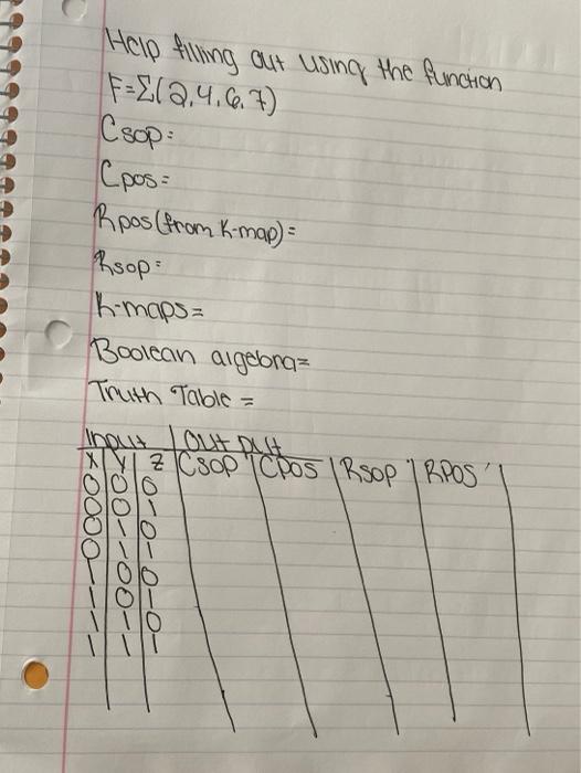 Solved using the function given can help fill out Csop, | Chegg.com