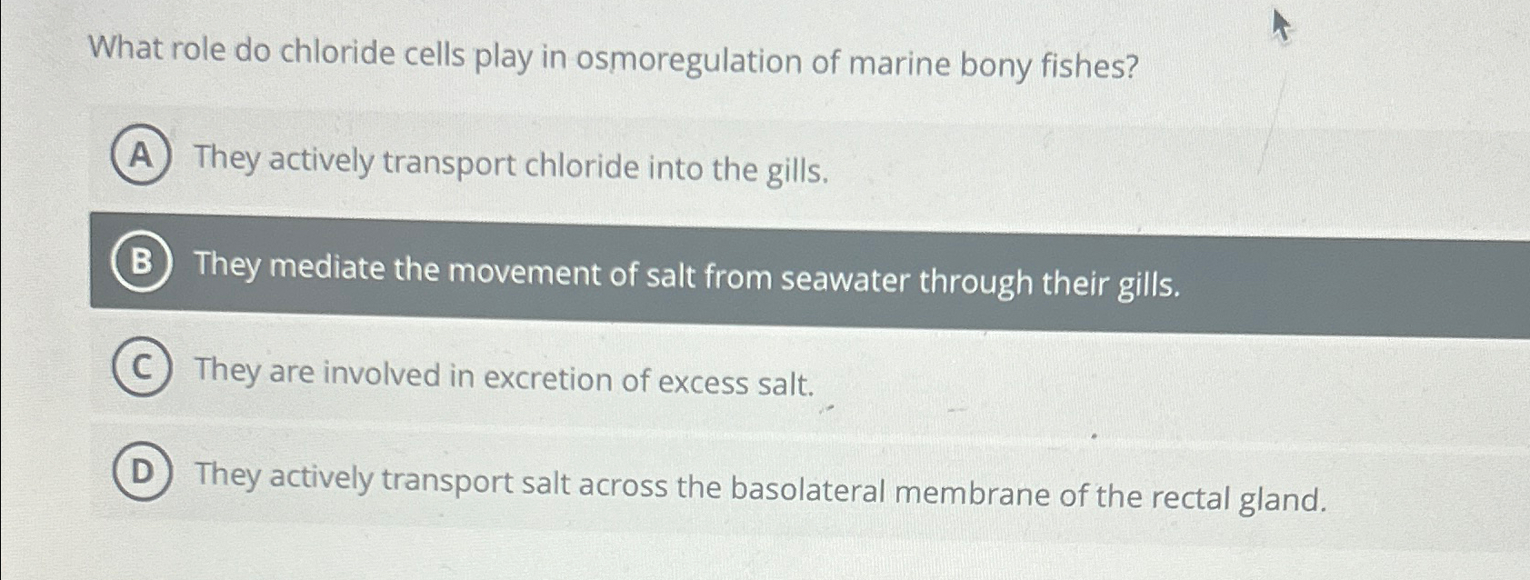 Solved What role do chloride cells play in osmoregulation of | Chegg.com