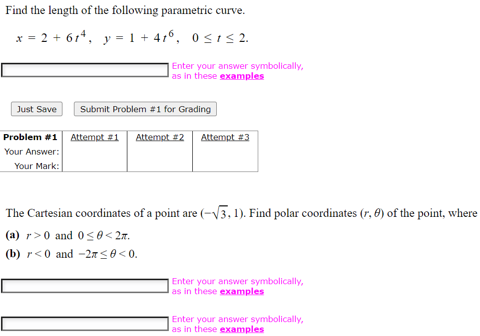 Solved Find the length of the following parametric | Chegg.com
