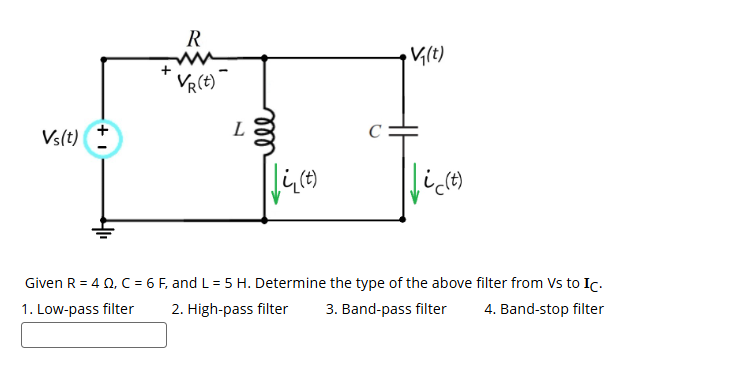 Solved Given R=4Ω,C=6F, ﻿and L=5H. ﻿Determine the type of | Chegg.com