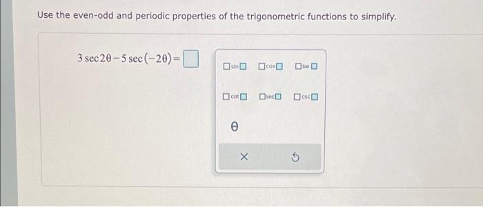 Solved Use the even-odd and periodic properties of the | Chegg.com