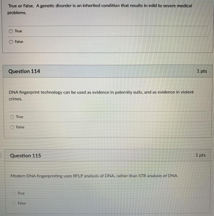 Solved True or False. A genetic disorder is an inherited | Chegg.com