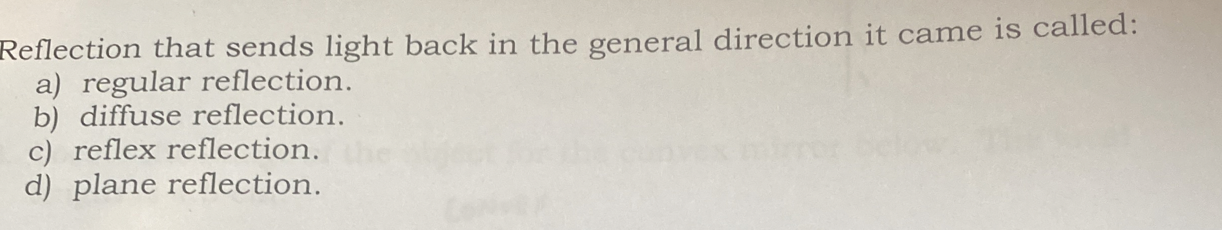 Solved Reflection that sends light back in the general | Chegg.com