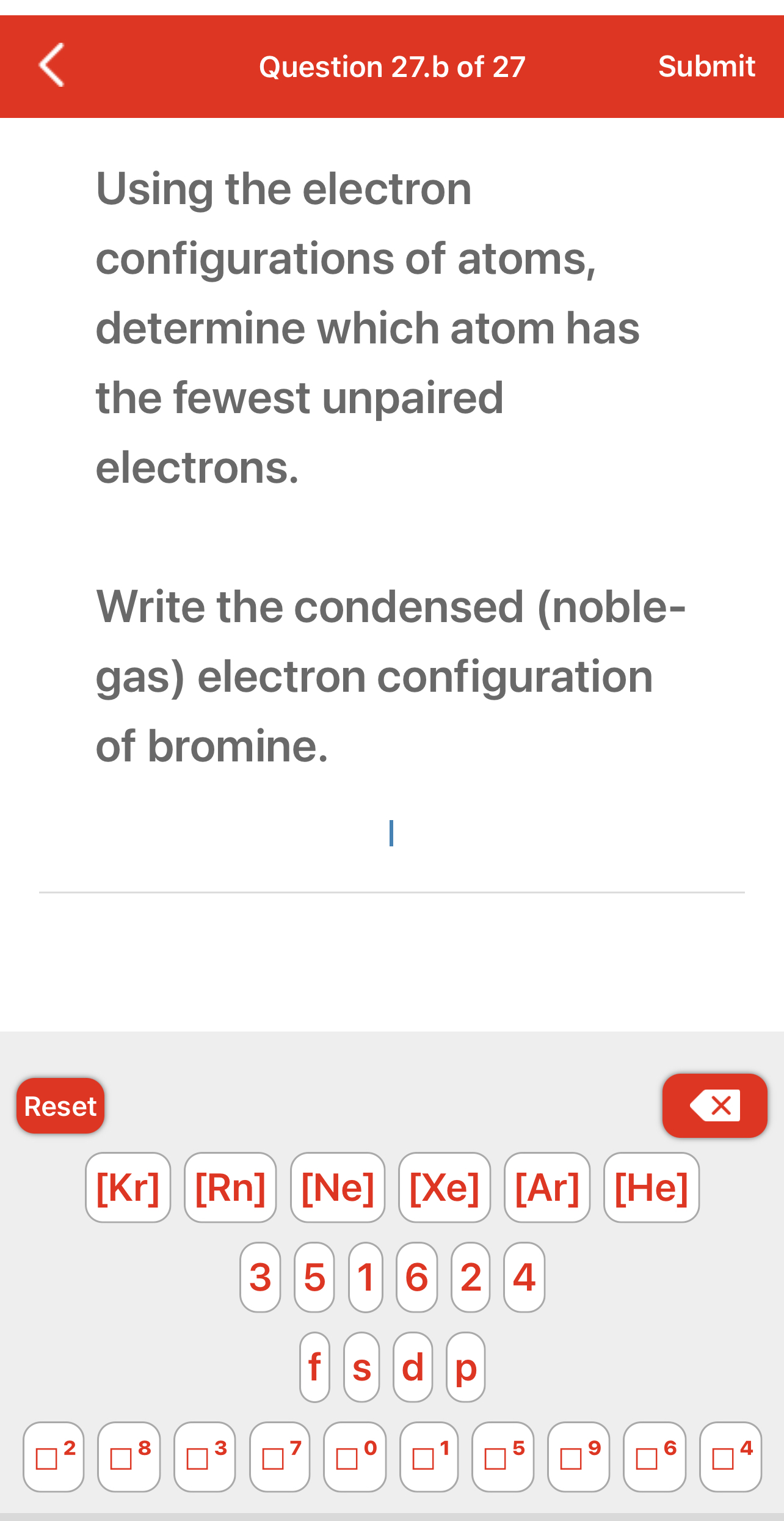 Solved Question 27.b of 27SubmitUsing the electron | Chegg.com