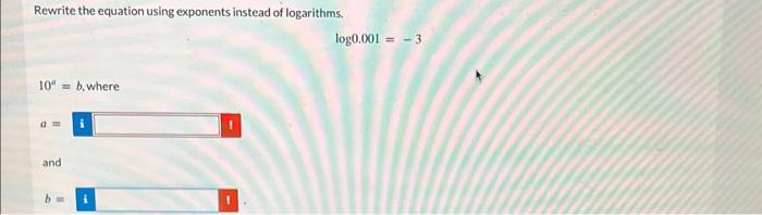 Solved Rewrite the equation using exponents instead of | Chegg.com