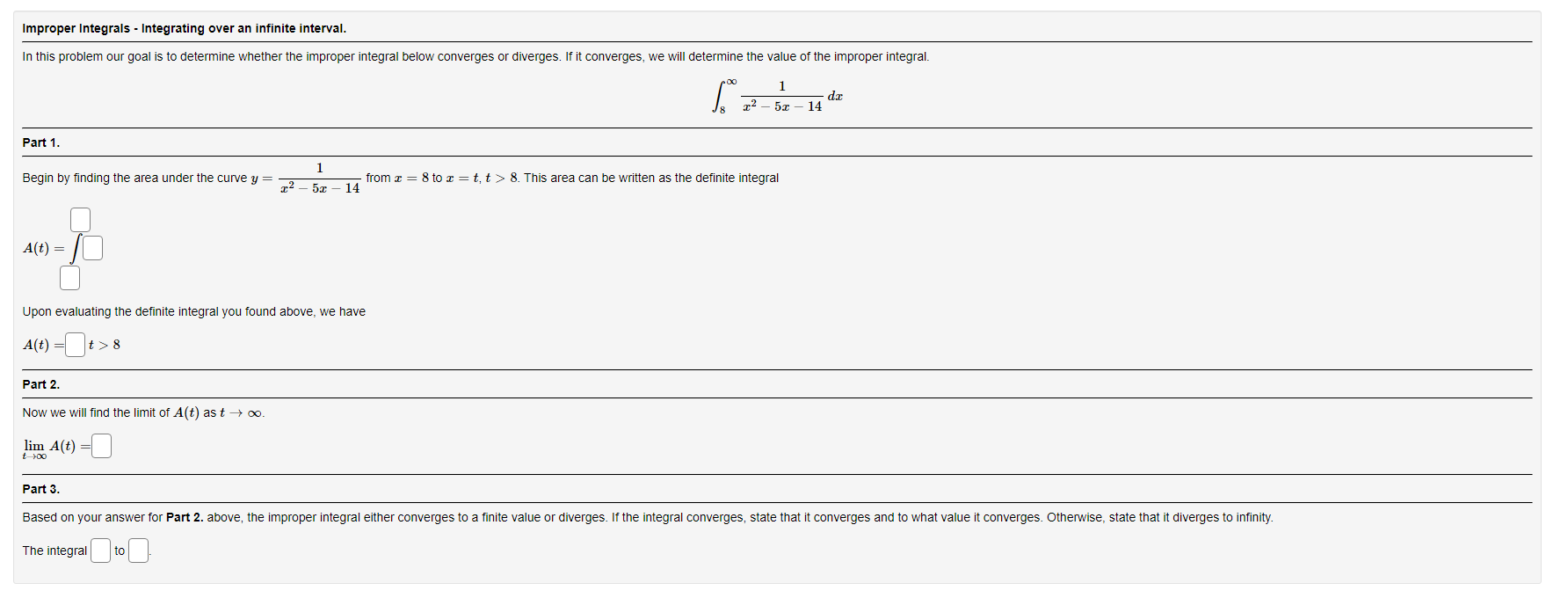 Solved Improper Integrals ﻿integrating Over An Infinite