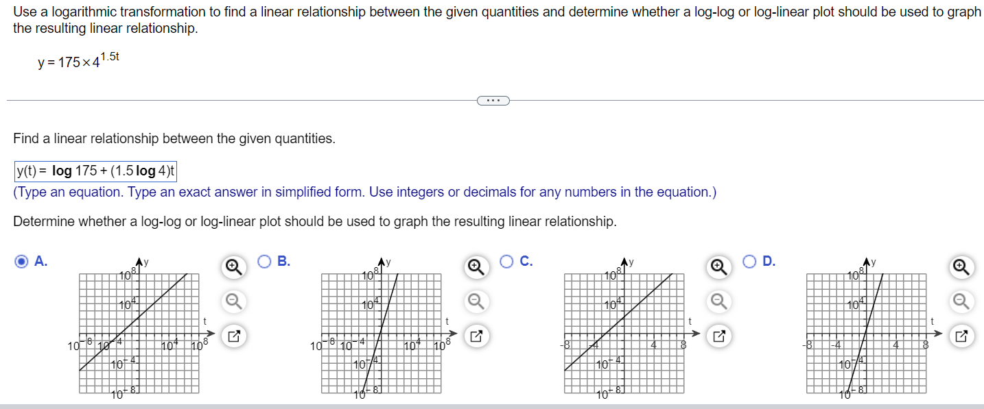 Solved Use a logarithmic transformation to find a linear | Chegg.com