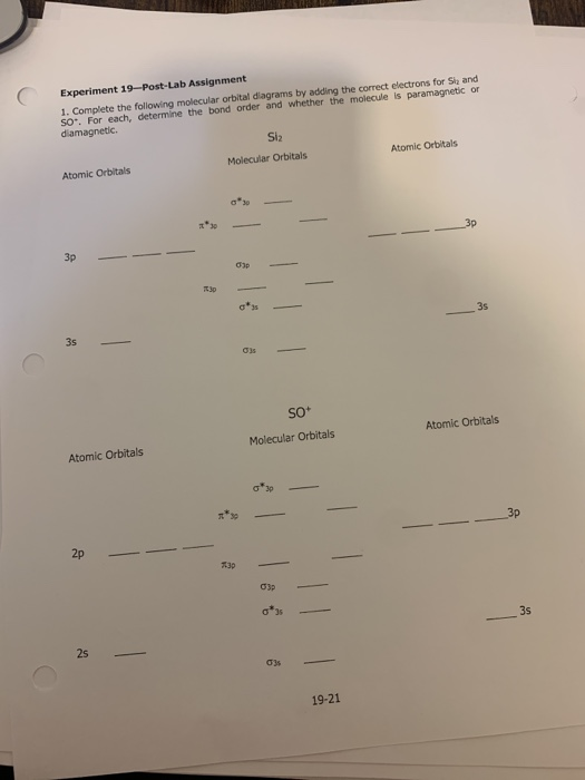 Solved Experiment 19-Post-Lab Assignment 1. Complete the | Chegg.com