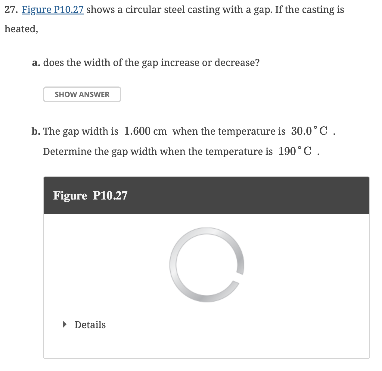 Solved 27. ﻿Figure P10.27 ﻿shows a circular steel casting | Chegg.com