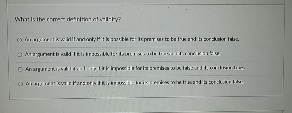 Solved What is the correct definition of validity?An | Chegg.com