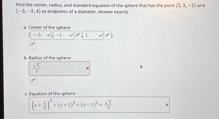 Solved Find the center, radius, and standard equation of the | Chegg.com