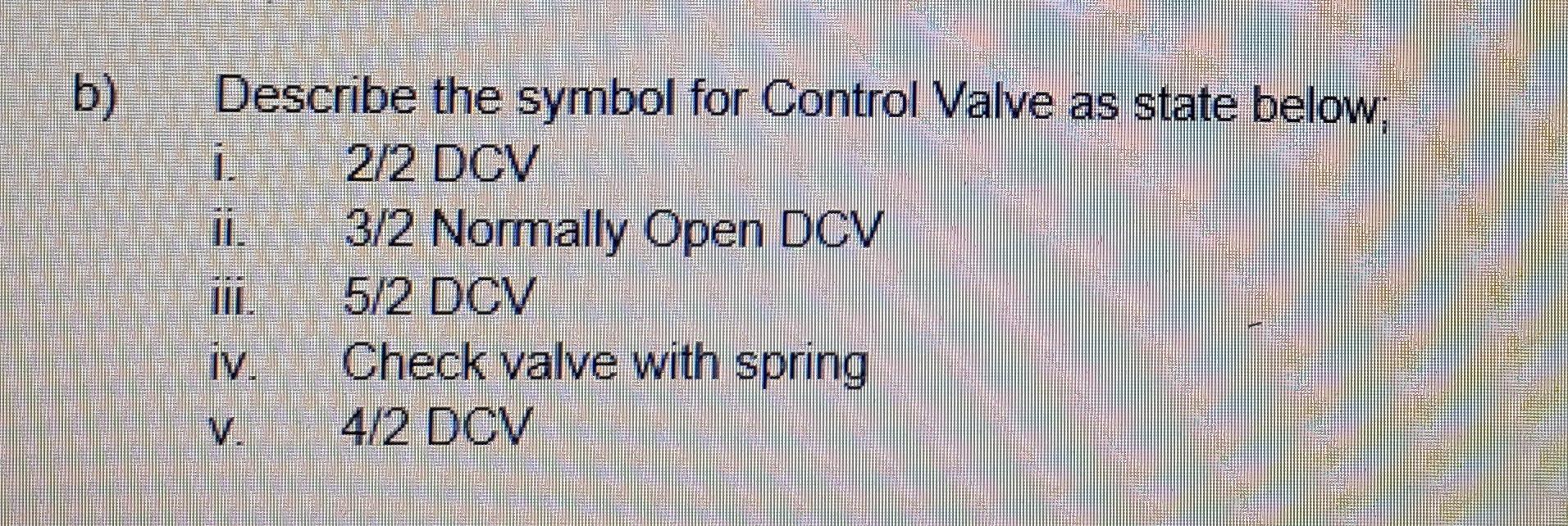 Solved b) Describe the symbol for Control Valve as state | Chegg.com