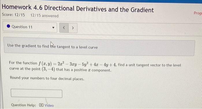 Solved Homework 4.6 Directional Derivatives and the Gradient | Chegg.com