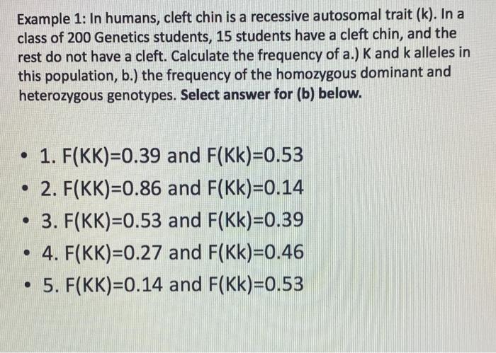 Solved Example 1: In humans, cleft chin is a recessive | Chegg.com