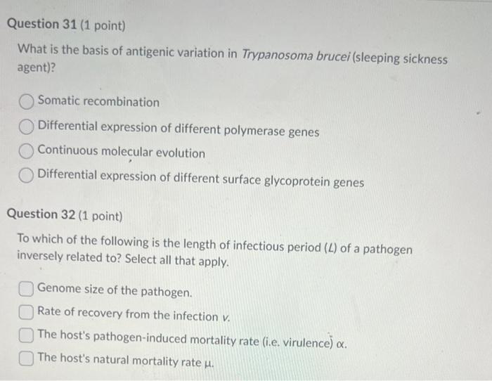 Solved What is the basis of antigenic variation in | Chegg.com