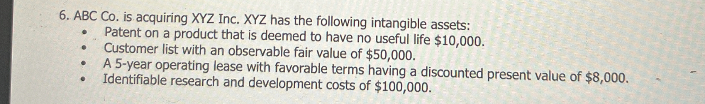 Solved ABCCO. is acquiring xYZ ﻿Inc. xYZ ﻿has the following | Chegg.com