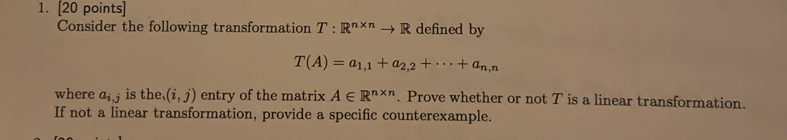 Solved [20 ﻿points]Consider the following transformation | Chegg.com