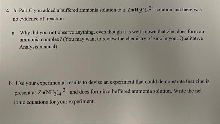 part c was adding 1ml of a HCl and NH4 solution | Chegg.com
