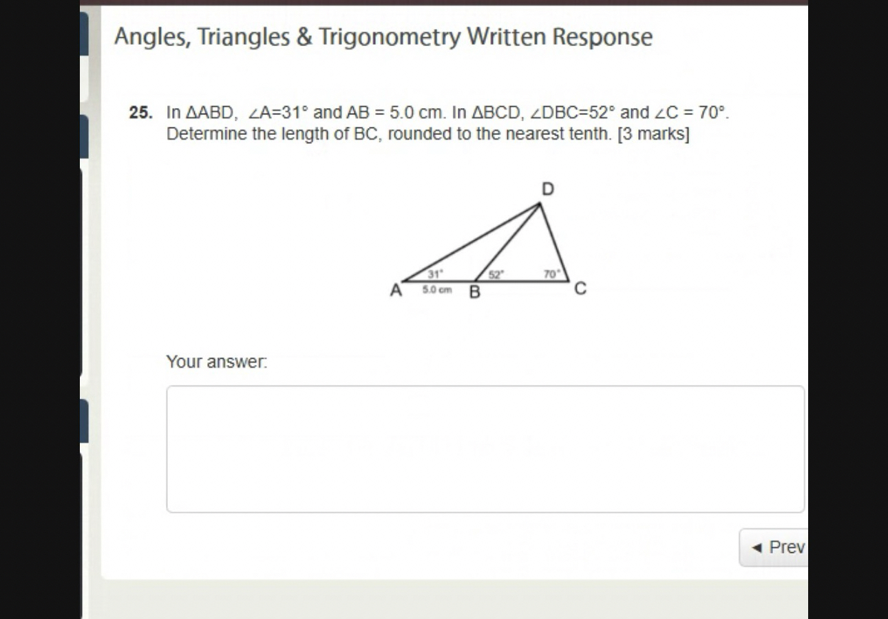 Angles, Triangles & Trigonometry Written Response25. | Chegg.com