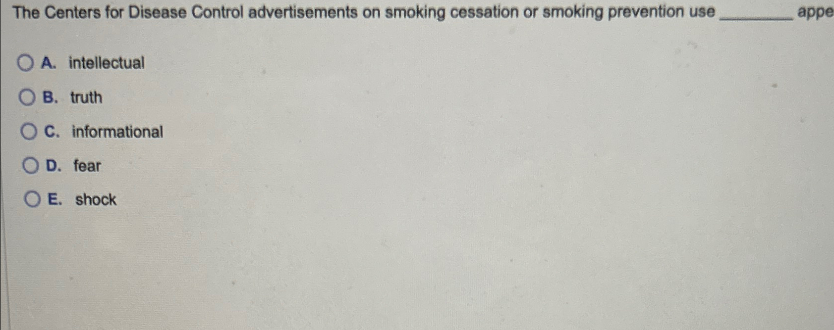 Solved The Centers for Disease Control advertisements on | Chegg.com