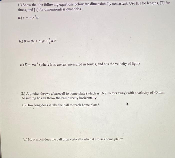 Solved 1.) Show that the following equations below are | Chegg.com