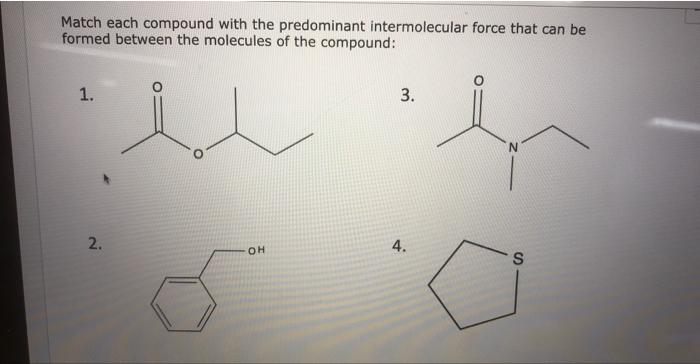 Solved Match each compound with the predominant | Chegg.com