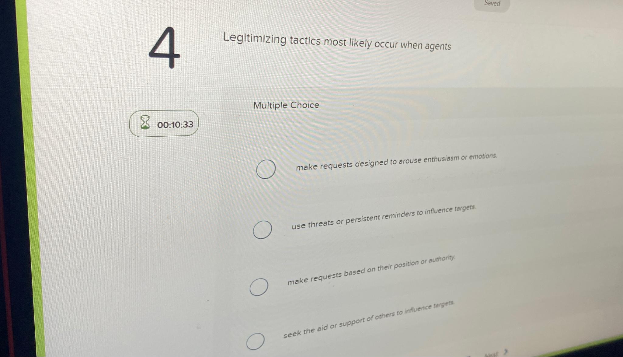 Solved SavedMultiple Choice00:10:33make requests designed to | Chegg.com
