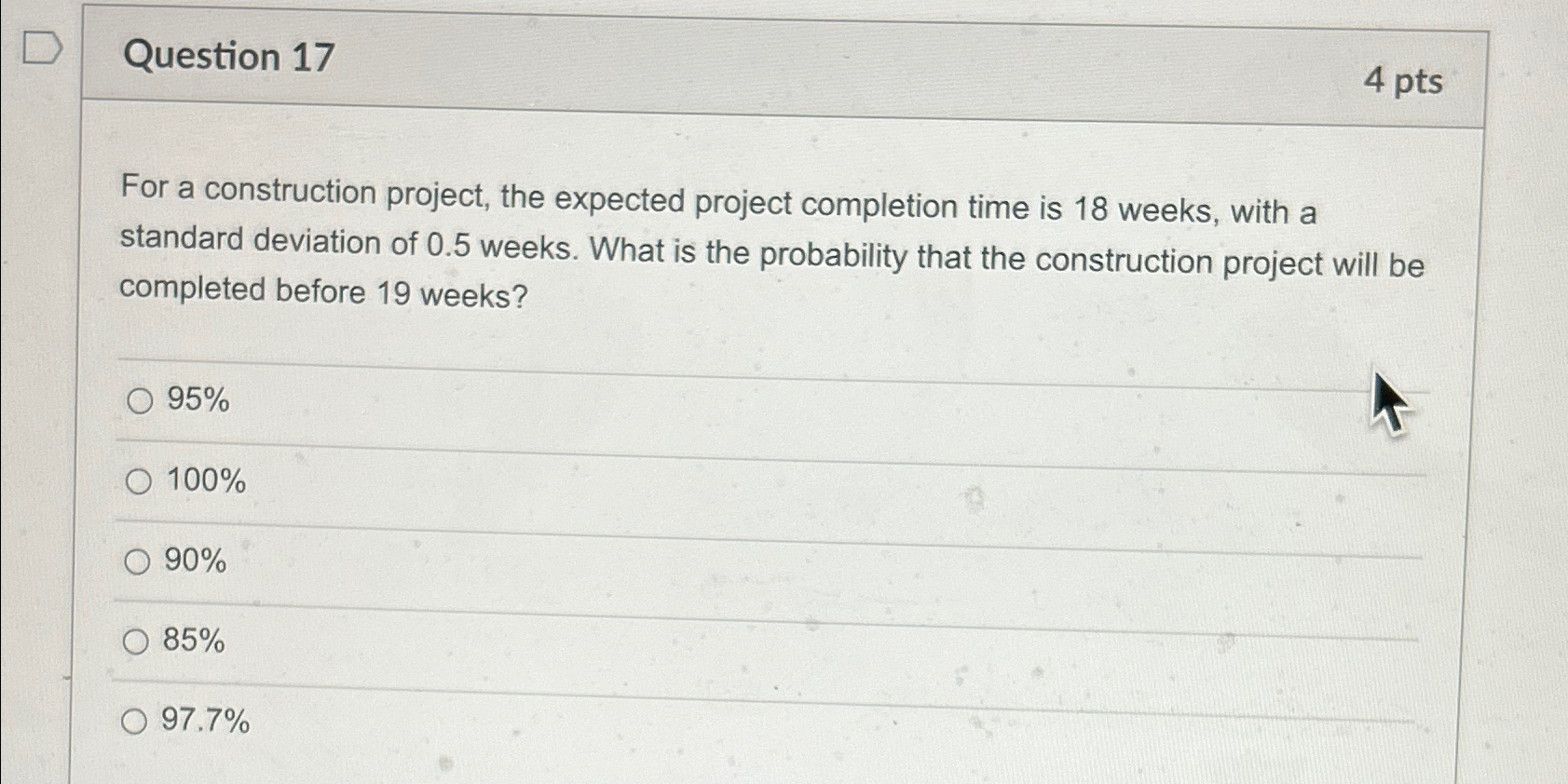 Solved Question 174 ﻿ptsFor a construction project, the | Chegg.com