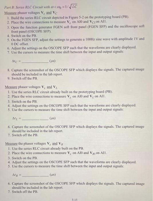(c) Procedure and Post-lab Exercises The lab TA will | Chegg.com