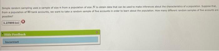 Solved Simple random sampling uses a sample of size n from a | Chegg.com