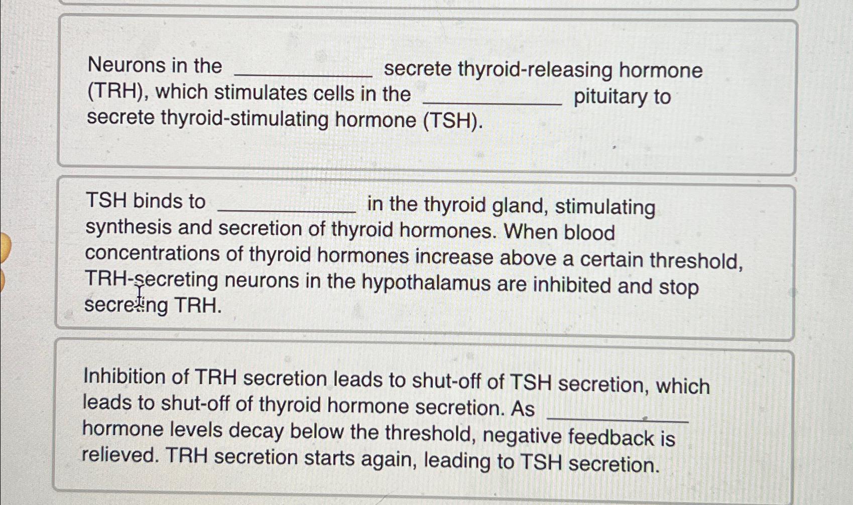 Solved Neurons in the secrete thyroid-releasing hormone | Chegg.com