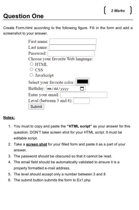 Solved Create Form.html according to the following figure. | Chegg.com