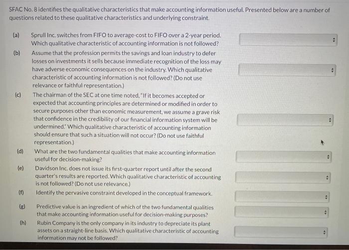 Solved SFAC No. 8 identifies the qualitative characteristics | Chegg.com